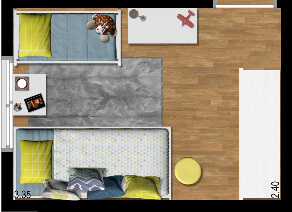 Quarto infantil, pequeno, para bebê e criança.