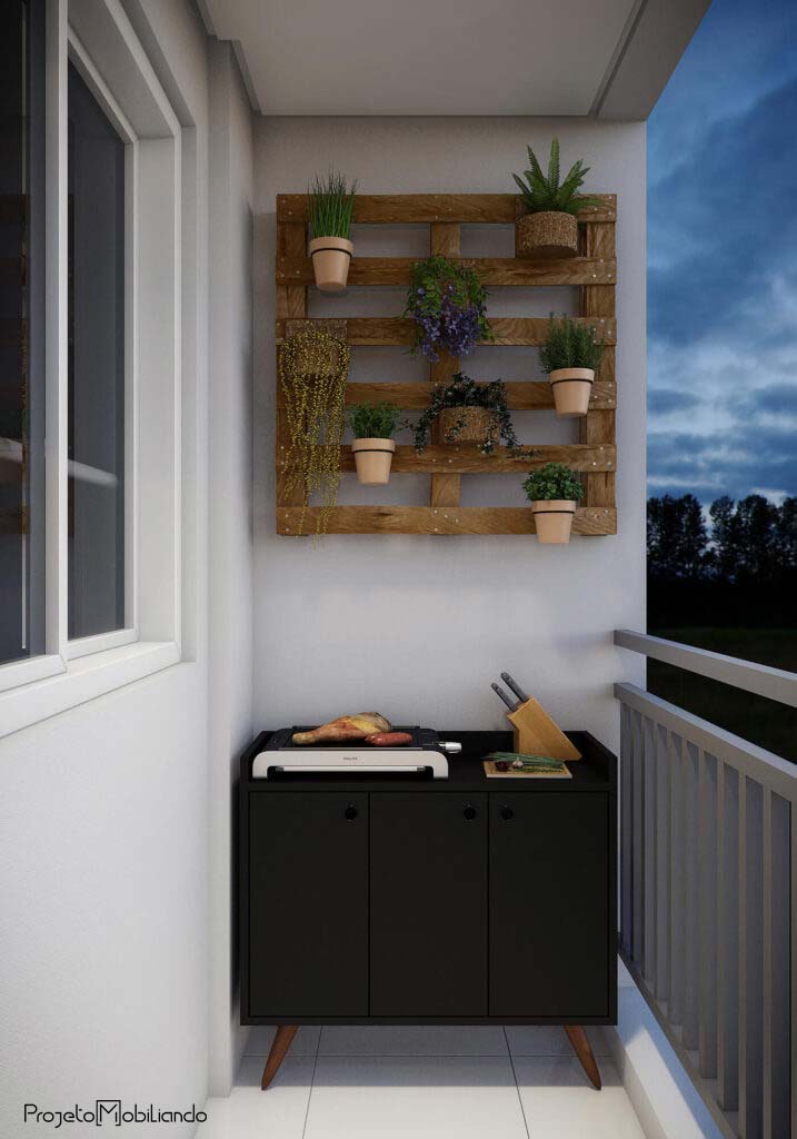 Varanda Estreita com decoração estilo Industrial